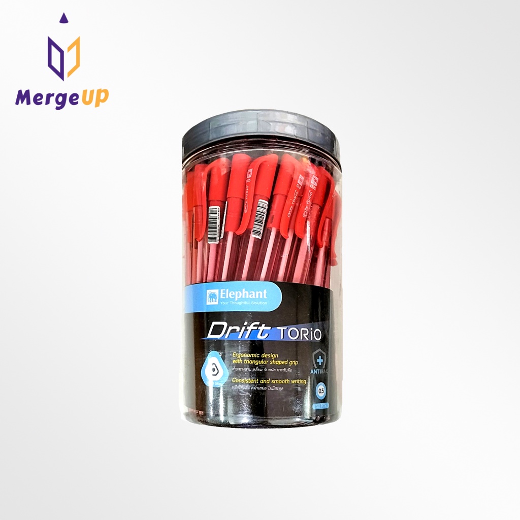 (50 ด้าม/กระปุก) ปากกา ปากกาลูกลื่น ตราช้าง Elephant Drift Torio ...