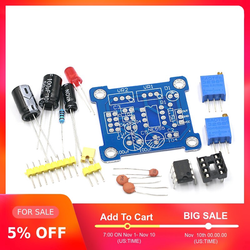 NE555 Pulse Frequency Duty Cycle Square Wave Rectangular Wave Signal ...