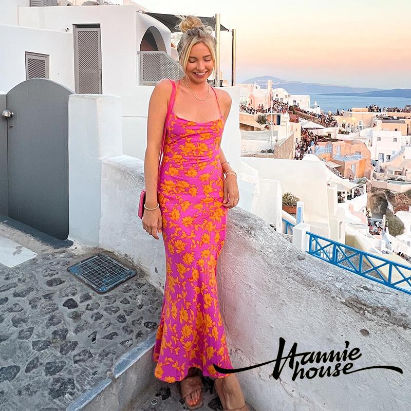 Hannie- ชุดเดรสสายสปาเก็ตตี้ พิมพ์ลายดอกไม้ สําหรับผู้หญิง | Shopee ...