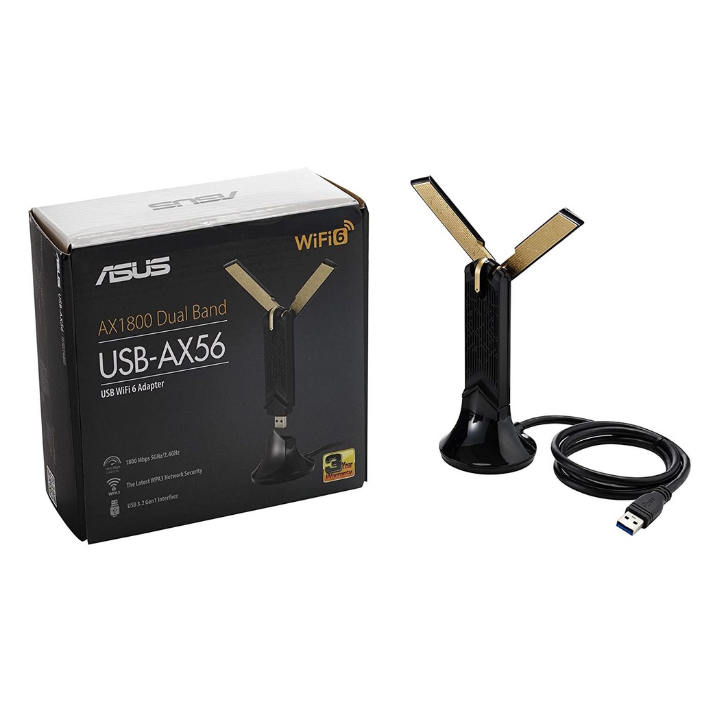 ASUS USB-AX56 Dual Band (2.4 GHz / 5 GHz) AX1800 USB WiFi 6 Adapter ...
