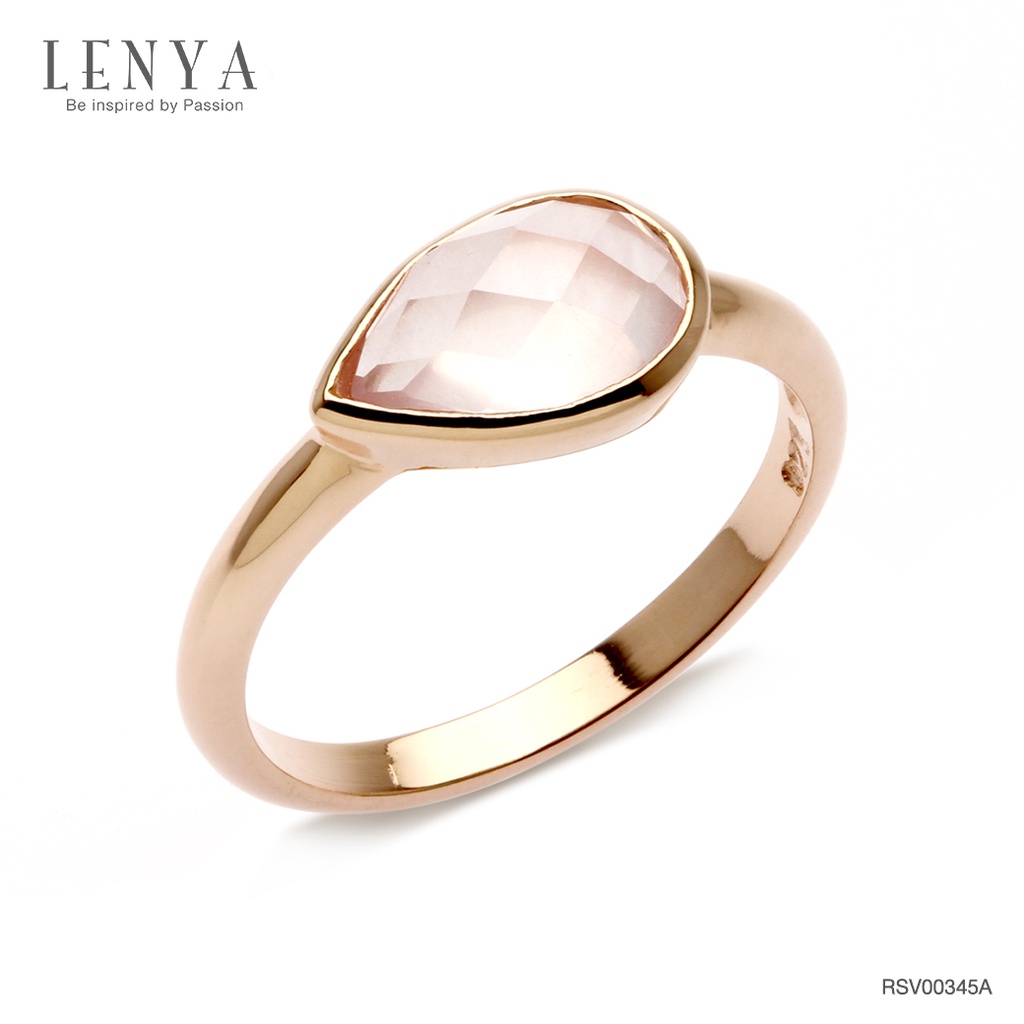 Lenya Jewelry แหวนเงินแท้ 925 ตัวเรือนชุบพิ้งโกล์ด ประดับ Rose Quartz ...