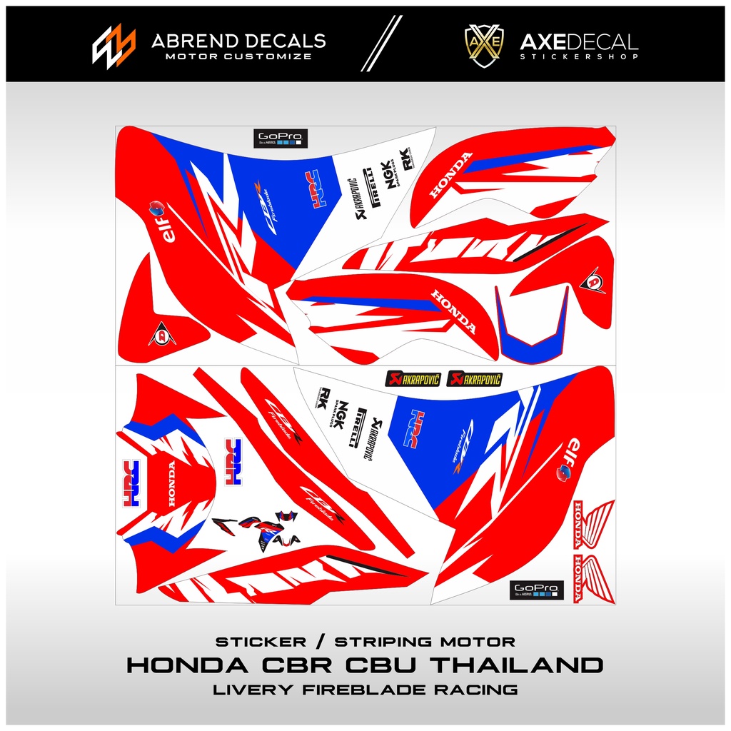 สติกเกอร์ ลาย CBR CBU Thailand Livery Fireblade Tri Color Racing Honda ...