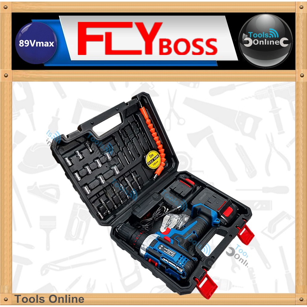 FLYBOSS สว่านแบตเตอรี่ 3 ระบบ กระแทกได้ สว่านไร้สาย สว่านแบต | Shopee Thailand