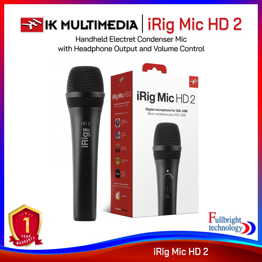 IK Multimedia iRig Mic HD 2 Handheld Electret Condenser Mic ไมโครโฟนร้องอัดเสียง ประกันศูนย์ 1 ...