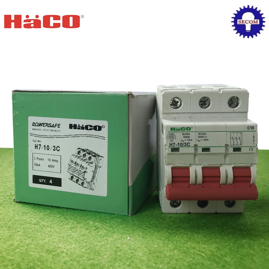 ลูกเซอร์กิต HACO MCB H7-10/3C 3P 10A 230/400V Miniature Circuit Breaker ...