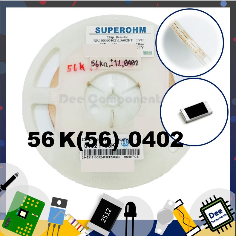56K Ohm (56) 0402 ±1% RR1005(0402)L5602FT Super OHM 1-B3-9 (ขายยกแพ็ค 1 ...