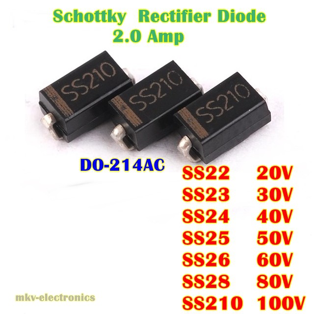 (10ตัว) ไดโอดชิป ช็อกกี้ ไดโอด SS210 , SR210 Diode Schottky 2A 100V ...