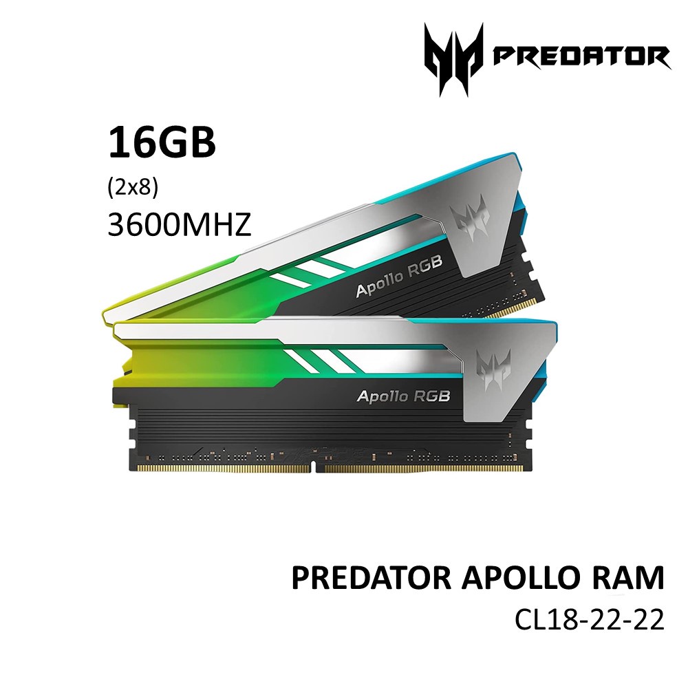 Predator APOLLO 16GB 3600 DDR4 RGB (8GB*2) CL18-22-22-22 GAMING RAM ...