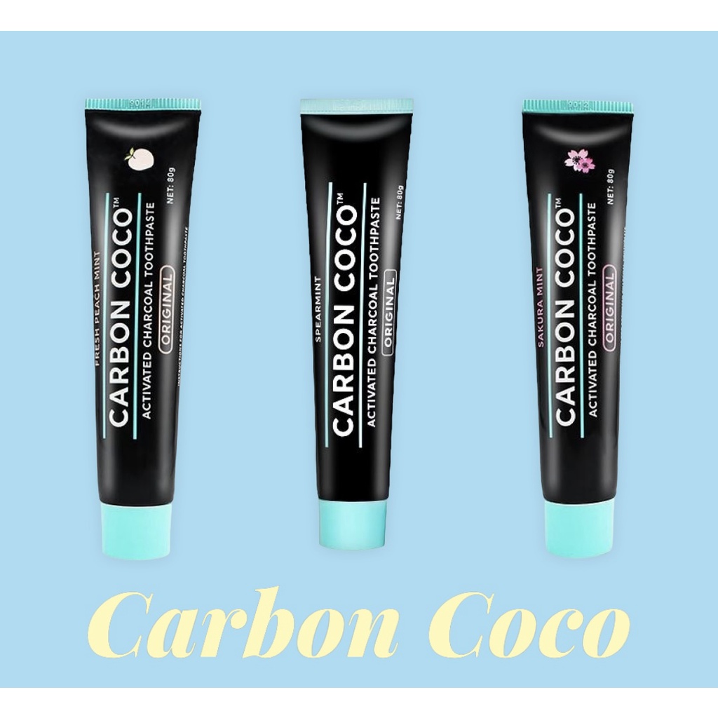 Carbon Coco ออสเตรเลียนำเข้ากะลามะพร้าวแท้ถ่านกัมมันต์ยาสีฟันรสมิ้นท์ไวท์เ 80gr | Shopee Thailand
