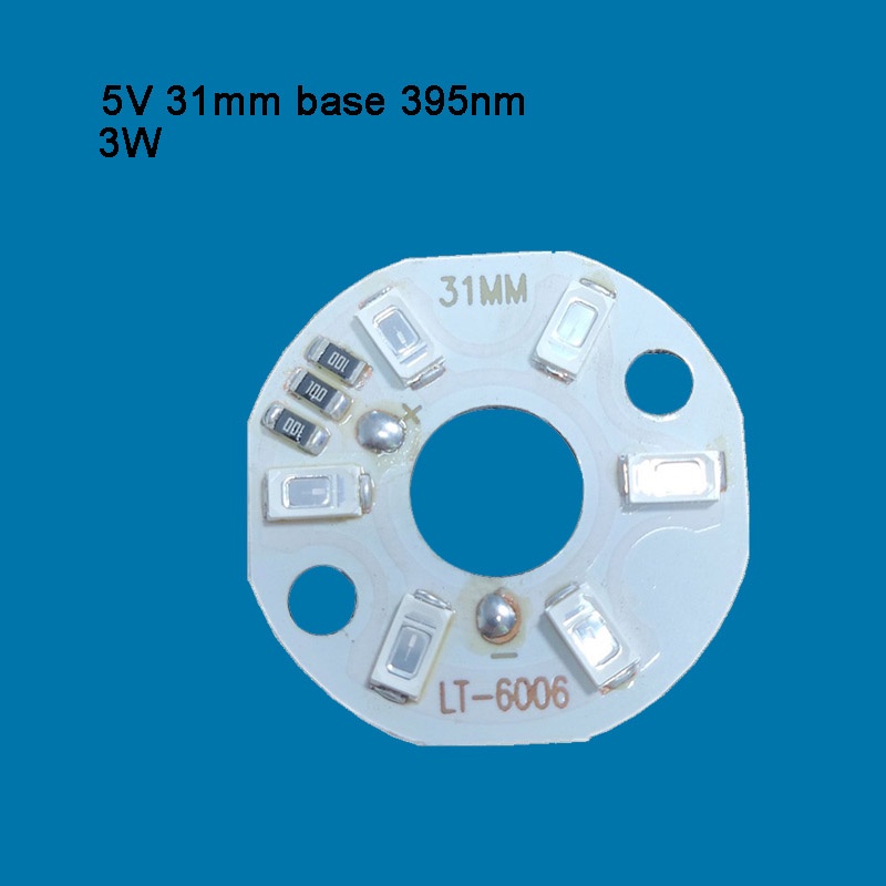 ไดโอดหลอดไฟ LED 3V 5V 12V UV อัลตราไวโอเลต 365nm 395nm พร้อมฐาน 5 ชิ้น ...