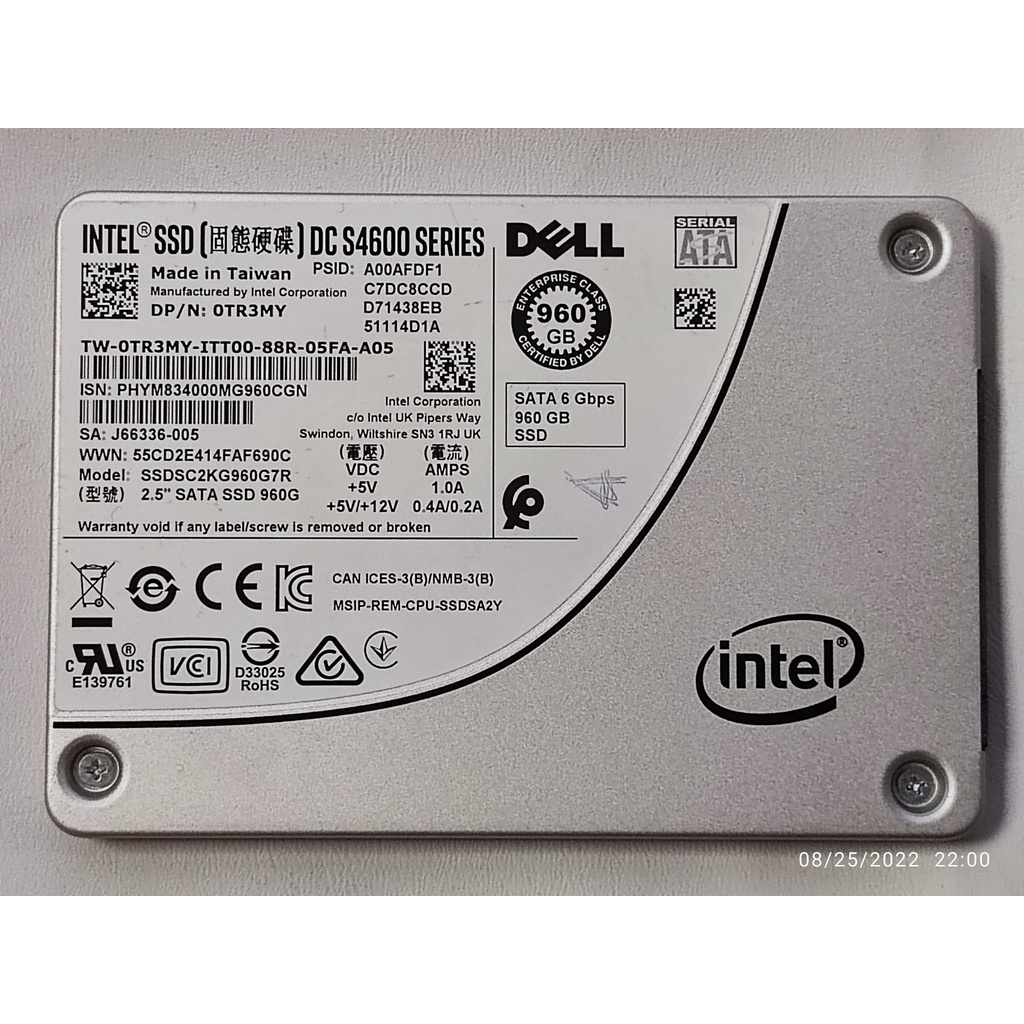 DELL OEM Intel SSD DC S4600 960GB 2.5" SATA 0TR3MY SSDSC2KG960G7R Enterprise Class Hard disk ...