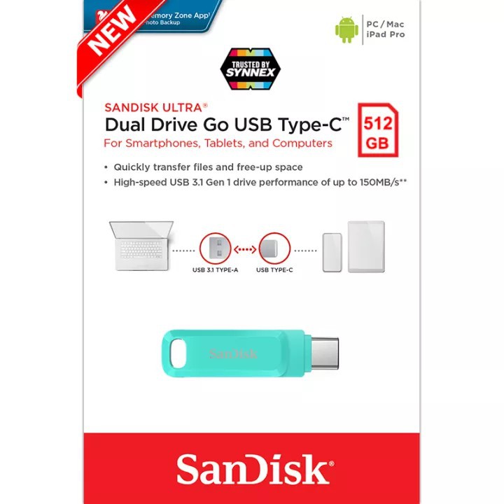 SanDisk Flash Drive OTG 512GB FLASH DRIVE ULTRA DUAL DRIVE GO USB TYPE ...