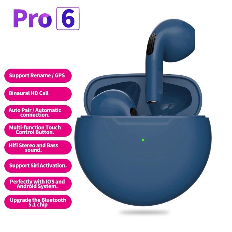TWS Pro 6 ชุดหูฟังบลูทูธไร้สาย Bluetooth Earphone สำหรับ Android/IOS หู ...