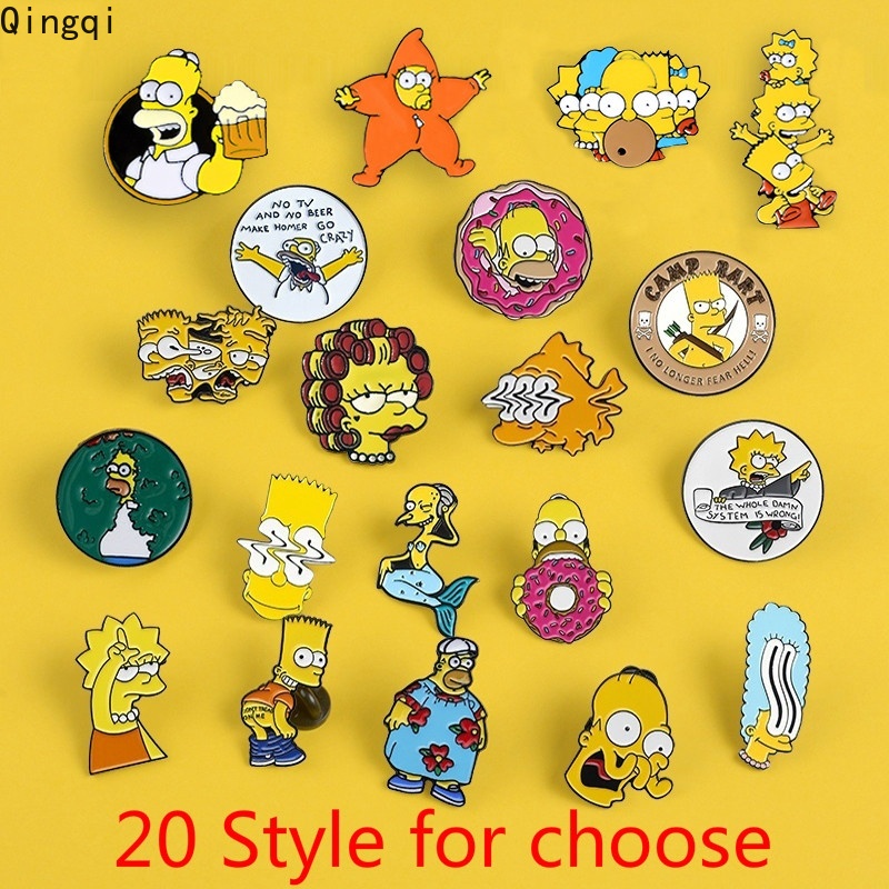 เข็มกลัด รูปการ์ตูน The Simpsons Enamel Pins Funny Bart Simpson Lisa Homer แบบสร้างสรรค์ ...