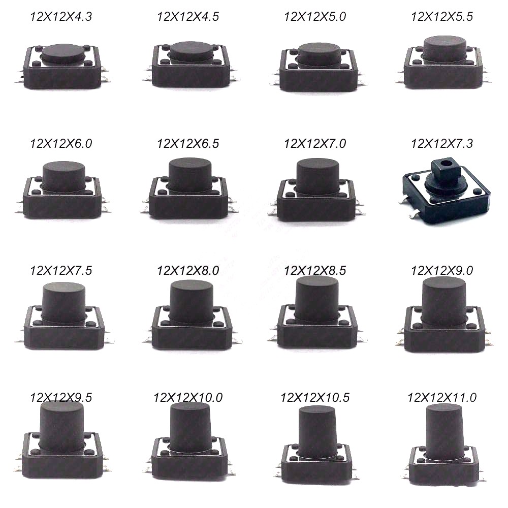 10 Buah Saklar Tombol Tekan Pcb Tactile Mini Smd 4 Pin Mikro 12x12 X 4. ...