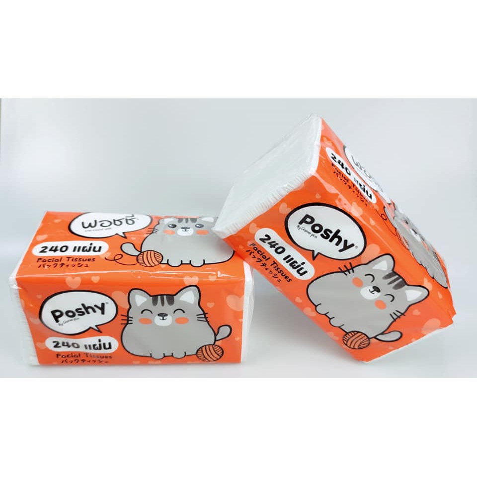 กระดาษทิชชู่ Poshy หนานุ่ม 240แผ่นคู่ (แพค4ห่อ) | Shopee Thailand