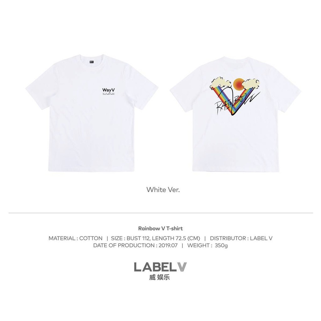 [WayV] เสื้อยืด Rainbow V สีขาว Free size ของแท้ พร้อมส่ง | Shopee Thailand