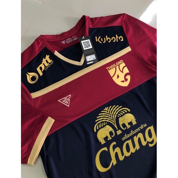 เสื้อกีฬาคอกลม ลายทีมชาติไทยแลนด์ THAILAND CHANG JERSEY สีทอง | Shopee ...