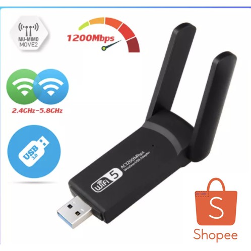 ตัวรับสัญญาณไวไฟ แบบ USB3.0 Dual Band USB adapter 1900Mbps / 1200Mbps 2.4GHz-5.8GHz wifi RTL ...