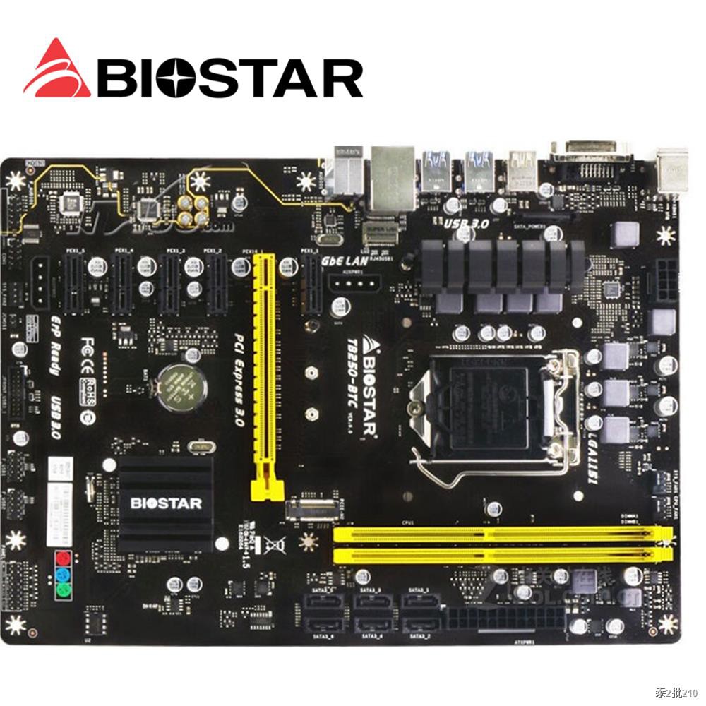BIOSTAR TB250-BTC Mining motherboard DDR4 for intel LGA 1151 32GB DVI SATA3 B250 Desktop ...