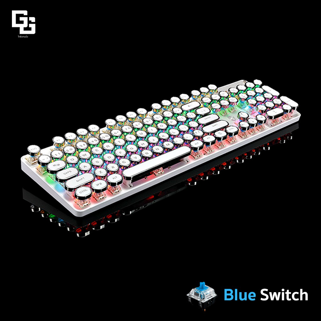 Delog Keyboard Vintage Mechanical RGB คีย์บอร์ดรูปทรงพิมพ์ดีด ปุ่มกลม ...