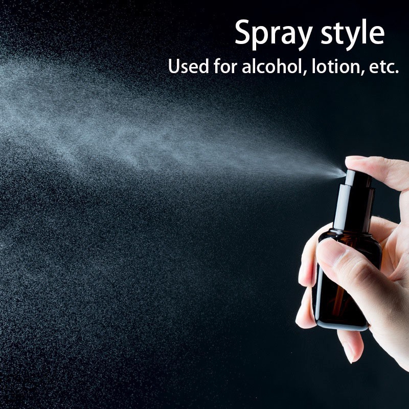 【Ready Stock】 Amber Square Glass Bottle with Spray/ Pump (Black Mist ...