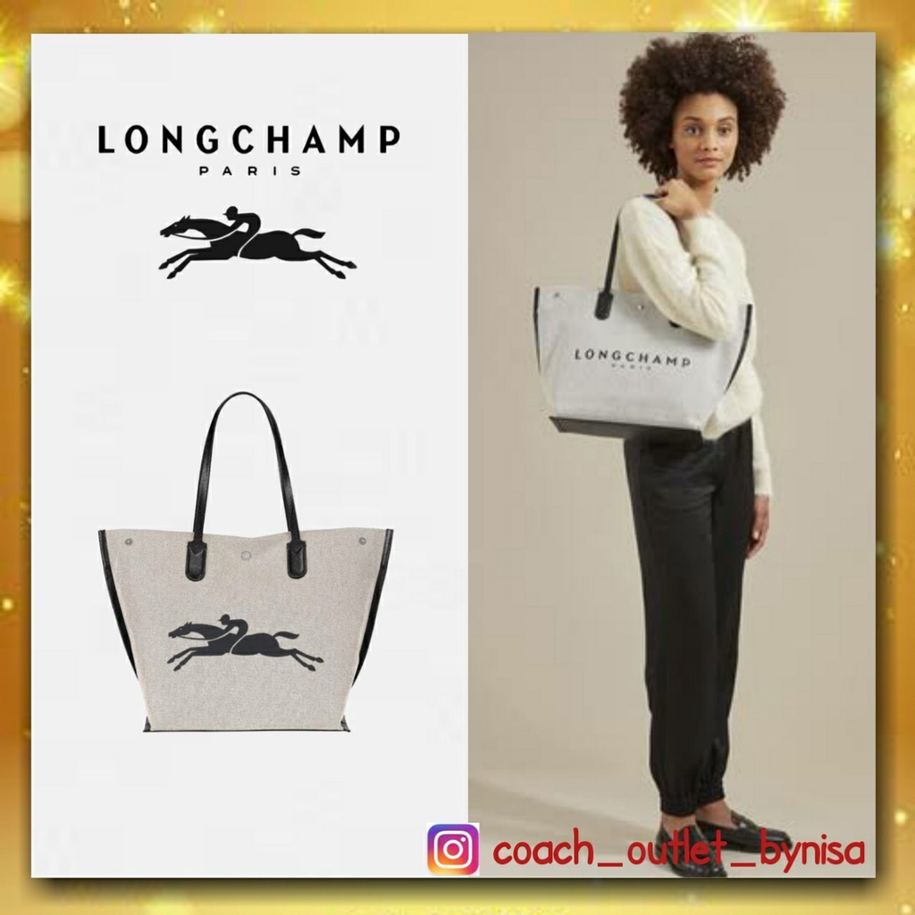 LONGCHAMP ESSENTIAL TOILE SHOULDER BAG LECRU | Shopee Thailand