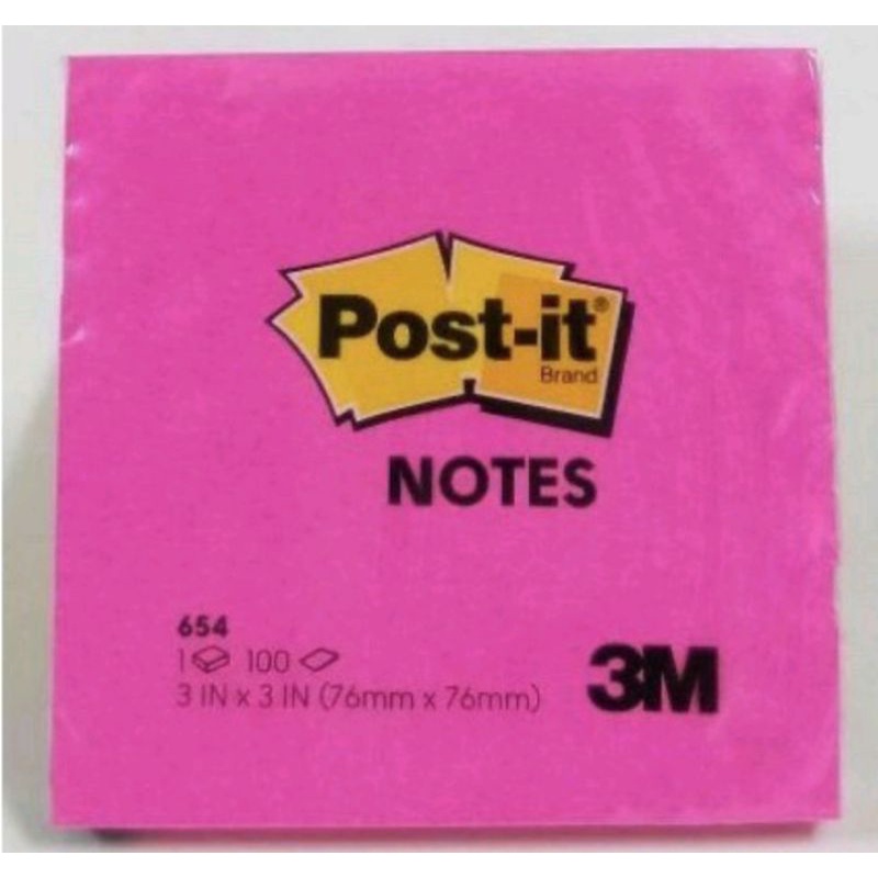 Post it note 3M No.654 ขนาด 3 x 3 นิ้ว กระดาษโน้ต โพสท์-อิท100 แผ่น ...