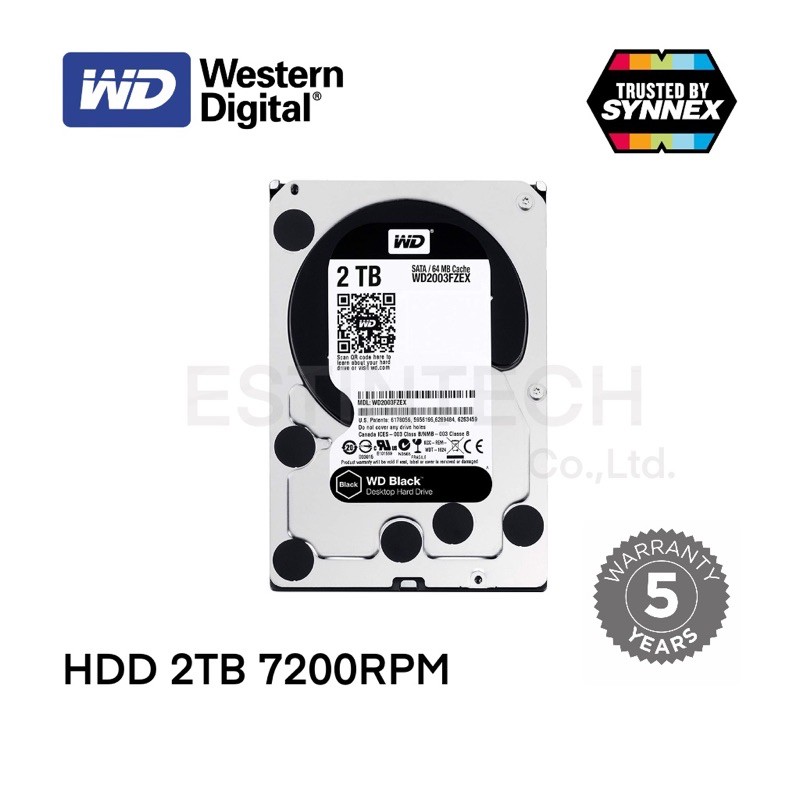HDD (ฮาร์ดดิสก์) WD BLACK 2TB (WD2003FZEX) ของใหม่ประกัน Synnex 5 ปี ...