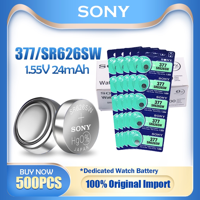 500PCS Original Sony 377 377A SR626SW SR626 AG4 1.55V Silver Oxide Battery For Toys Watch ...