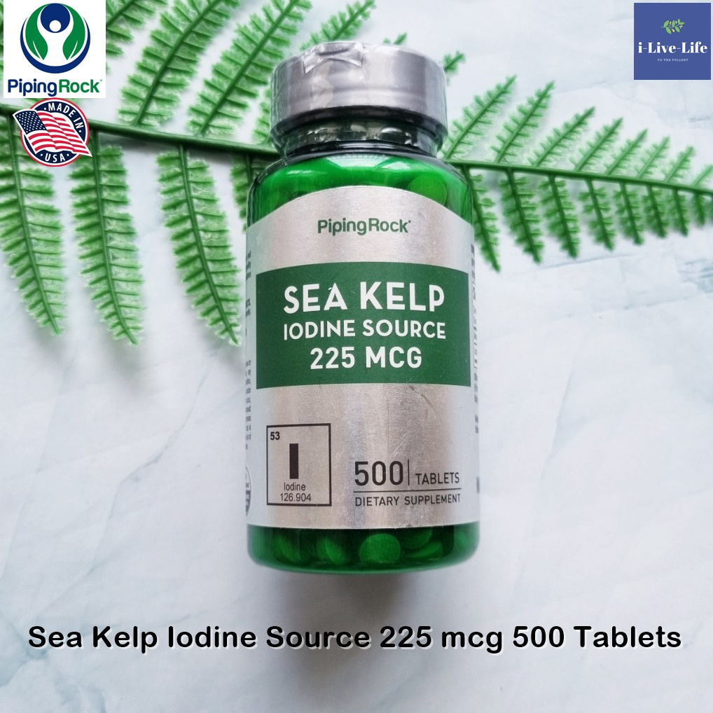 สาหร่ายทะเล ซีเคลป์ Sea Kelp Iodine Source 225 mcg 500 Tablets - Piping Rock | Shopee Thailand