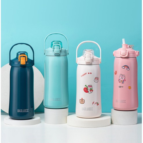 ขวดน้ำเก็บความร้อน - เย็น กระติกน้ำเย็น ขนาด 1380ml กระบอกน้ำสูญญากาศ มีหูจับพกพาง่าย แถมฟรี ...