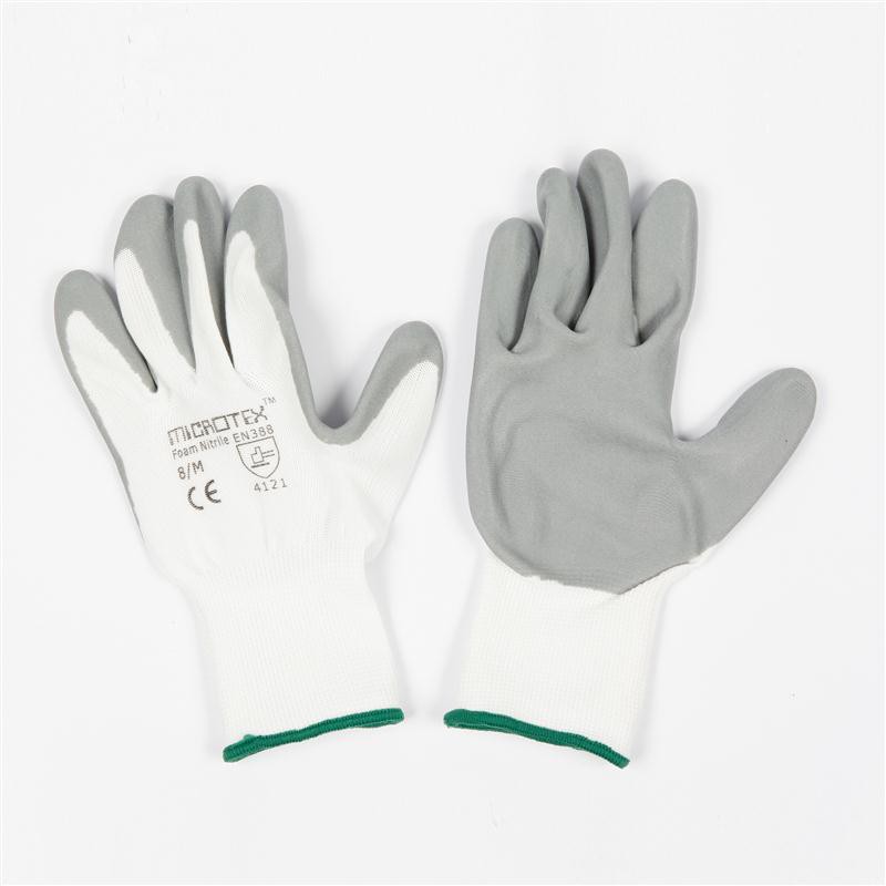 ถุงมือถักโฟมไนไตร M สีขาว ไมโครเท็กซ์ White Nitrile M Foam Knit Gloves ...