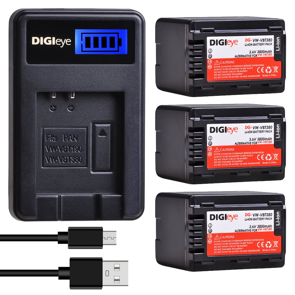 VW-VBT380 VWVBT380แบตเตอรี่ Bateria พร้อม Charger สำหรับ Panasonic VW ...