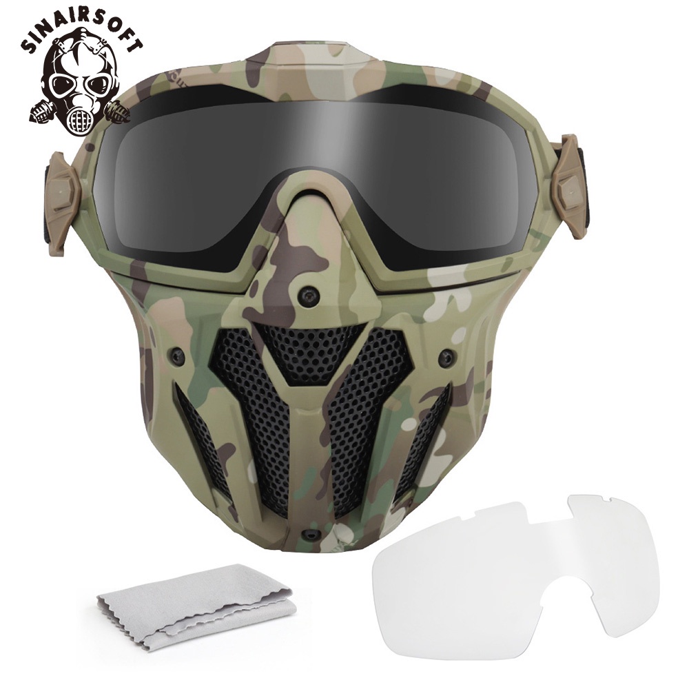 Sinairsoft Outdoor Tactical Anti-fog Full Face Mask Fan Goggles Lens ...