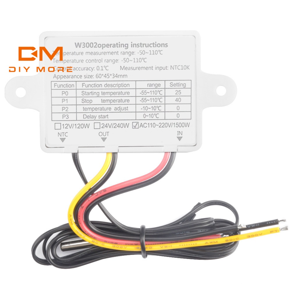 Diymore Xh-W3002 Dc 12V 24V Ac 110-220V เทอร์โมมิเตอร์ดิจิตอลควบคุมอุณหภูมิพร้อมไมโครคอมพิวเตอร์ ...