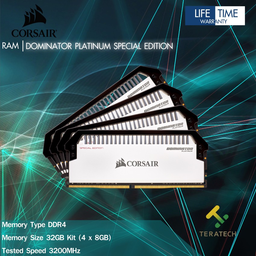RAM CORSAIR DOMINATOR PLATINUM SPECIAL EDITION DDR4 COLOR WHITE (4 แถว ...