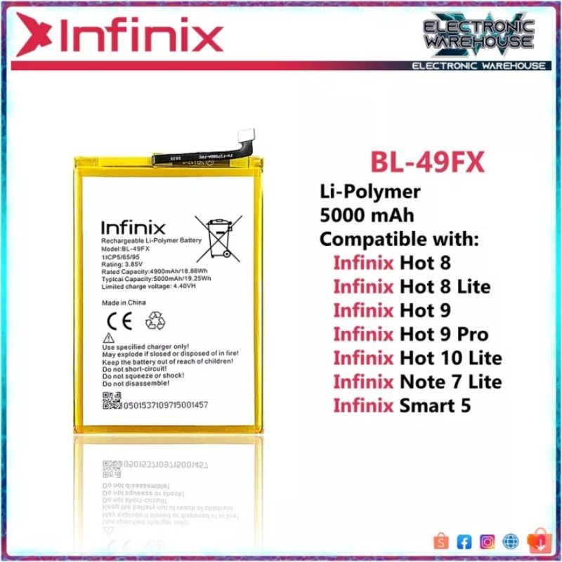 แบตเตอรี่ Infinix Smart 5 แบตเตอรี่ BL-49FX ความจุ 5000mAh | Shopee ...