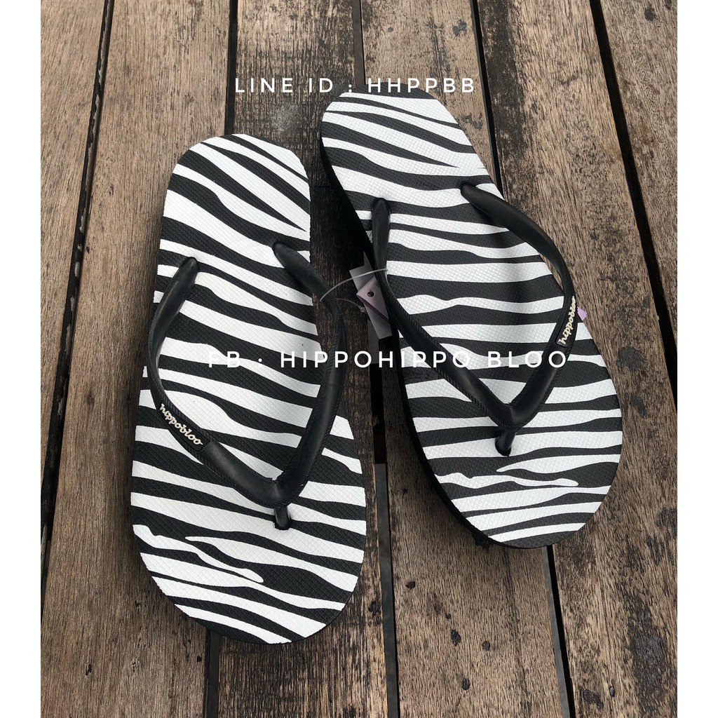 ม้าลาย หูดำ รองเท้าแตะฮิปโปบลู Zebra Black Hippobloo shoe No.36-37-38-39-40 | Shopee Thailand