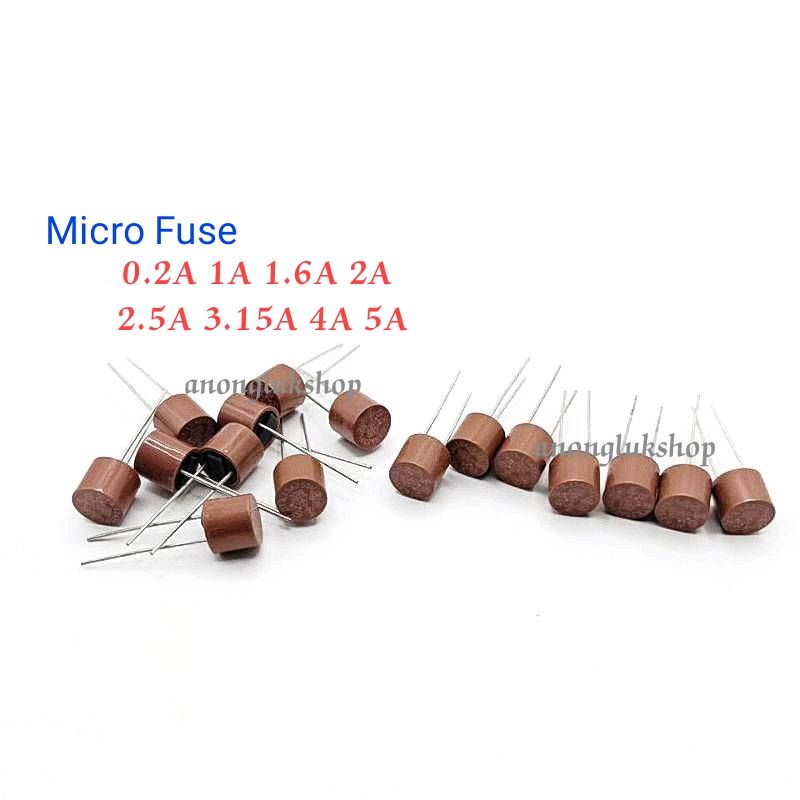 ราคาต่อแพ็ค 5ตัว 👉👉 ไมโครฟิวส์กลม Micro Fuse ขา 5มิล 250VAC มี 200MA 1A ...