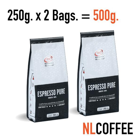 เมล็ดกาแฟคั่ว Espresso Pure by NLCOFFEE (250กรัม 2แพ็ค) กาแฟโรบัสต้า100% | Shopee Thailand