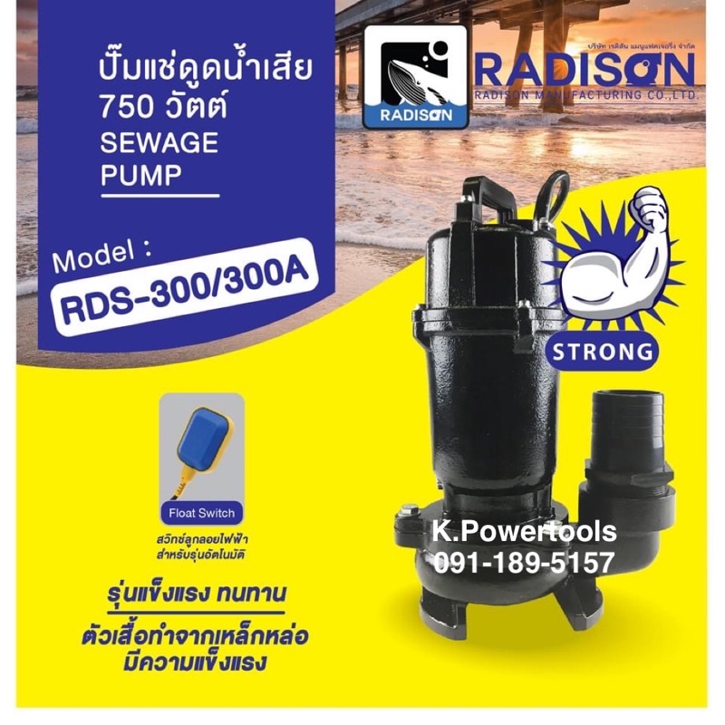 ไดโว่ ปั๊มแช่ดูดโคล ดูดน้ำเสีย RADISON รุ่นRDS-300 และรุ่น RDS-300A (มี ...