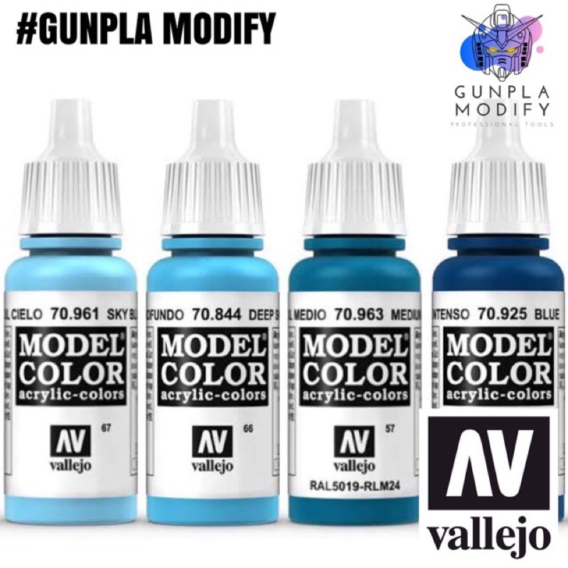 Vallejo Model Color สีอะคริลิคสูตรน้ำ Sky Blue, Deep Sky Blue, Medium ...