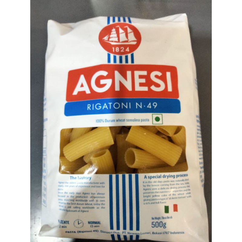 Agnesi Rigatoni 500gm เส้นพาสต้า 500กรัม | Shopee Thailand