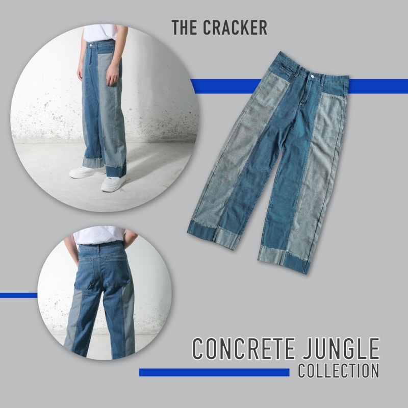 The CRACKER : Concrete Jungle Jeans : กางเกงยีนส์ ผ้าตัด-ต่อ | Shopee Thailand