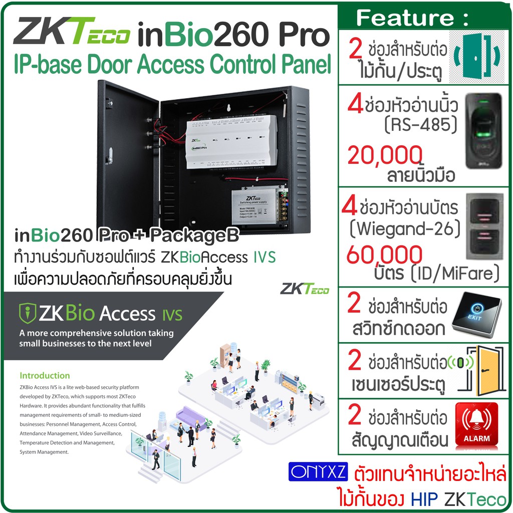 ZKTeco inBio260 Pro Wiegand Controller บอร์ดวีแกนรองรับทั้งบัตรและ ...