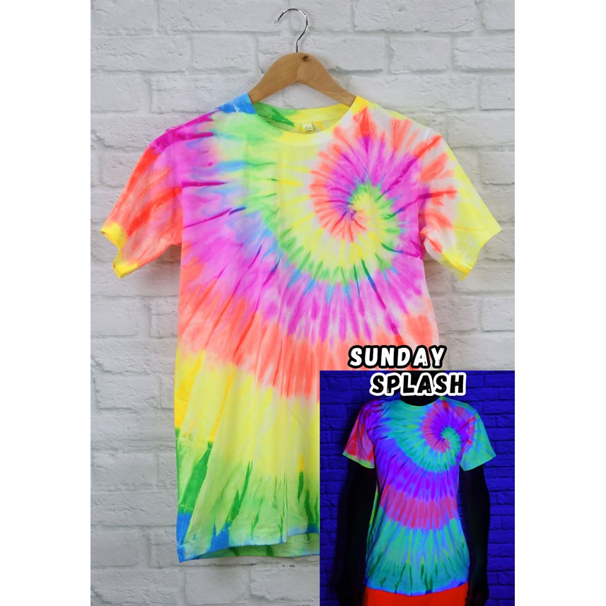 เสื้อสะท้อนแสงไฟแบล็คไลท์ เสื้อเรืองแสงไฟ UV Black Light สีรุ้ง รุ่น Paradise size M-4XL ...