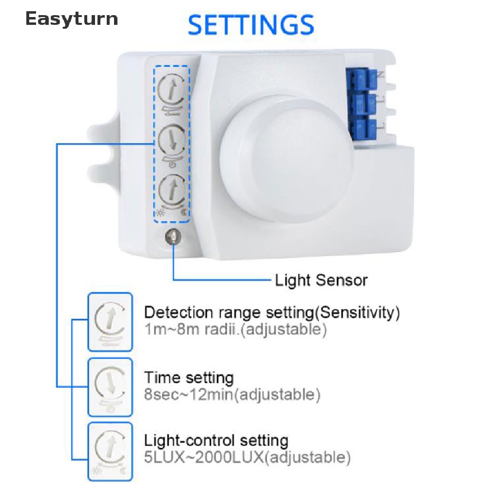 Easyturn Microwave Sensor Switch 5.8ghz HF 220V LED 360 Degree Radar ...