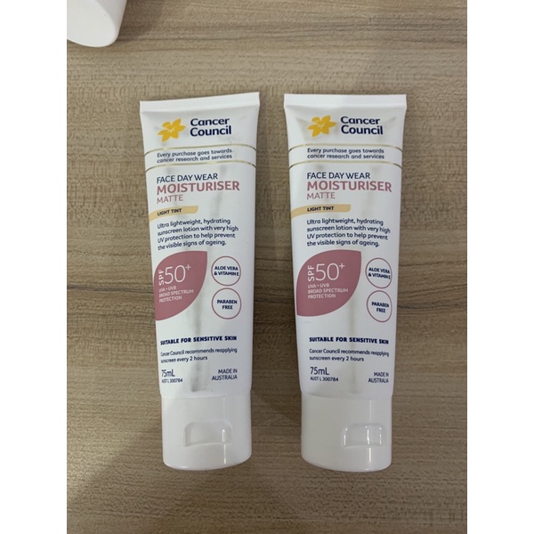 พร้อมส่ง ครีมกันแดด Cancer Council Australia Face Day Wear Moisturiser Matte SPF 50+ UVA UVB 75 ...