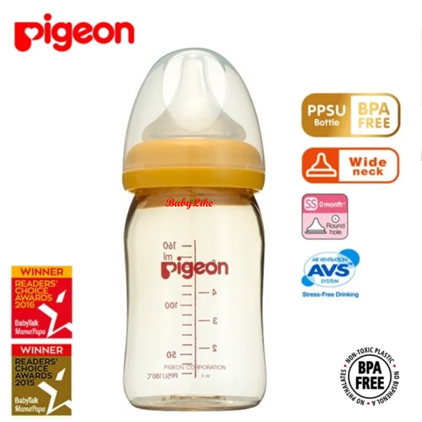 ข้อเสนอ Pigeon PG 00875 WN PPSU PPlus (ขนาดจุกนม SS รูกลม 0 ม.+) 160 มล.! | Shopee Thailand